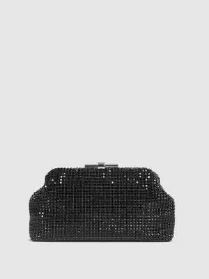 REISS Adaline Embellished Clutch Bag - Black