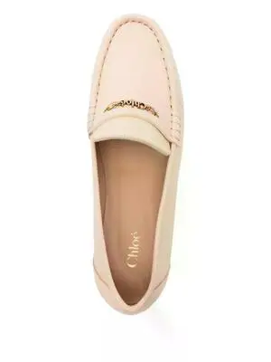 Chloé Leather Penny Loafers - Neutrals