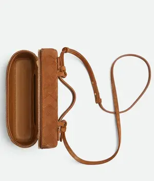 Bottega Veneta Intrecciato Suede Leather Vanity Case - Amber
