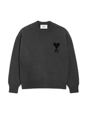 Ami De Coeur Crew-neck Wool Sweater - Grey