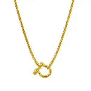 DLORIA Lucky Lock Carabiner Horseshoe Pendant Necklace - Gold Necklace Gold Carabiner