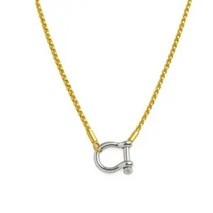 DLORIA Lucky Lock Carabiner Horseshoe Pendant Necklace - Gold Necklace Silver Carabiner