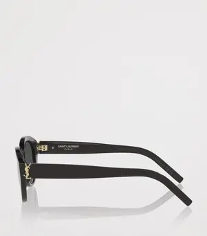 Saint Laurent Acetate Round Frame Sunglasses - Black
