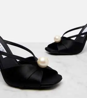 JIMMY CHOO Siva 95 Embellished Satin Sandals