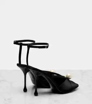 JIMMY CHOO Siva 95 Embellished Satin Sandals