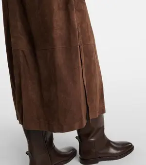 Brunello Cucinelli Monili Belted Suede Shirt Dress