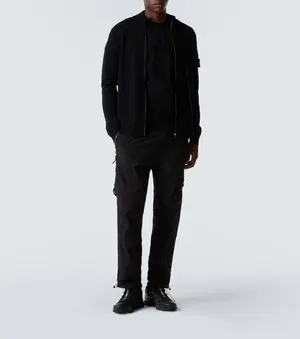 Stone Island Embroidered Cotton Jersey T-shirt - Black