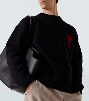 AMI Paris De Coeur Virgin Wool Sweater - Black
