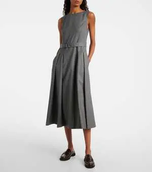 Brunello Cucinelli Belted Virgin Wool Midi Dress