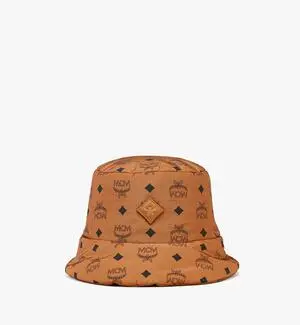 Mcm Monogram Padded Bucket Hat - Cognac
