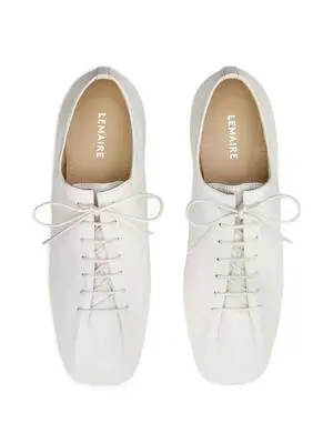 LEMAIRE Souris" Flat Classic Derbies In Washed Nappa Lambskin - White