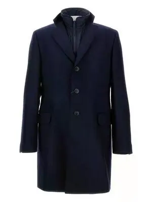 FAY Three-button Detachable-collar Coat - Blue