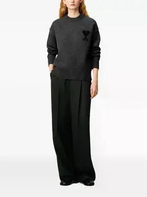 AMI Paris De Coeur Crewneck Wool Sweater