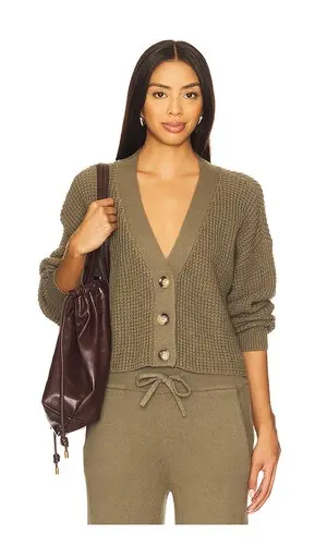 Eberjey Recycled Sweater Cropped Cardigan - Smokey Olive