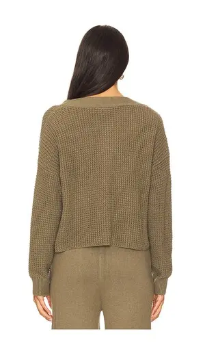 Eberjey Recycled Sweater Cropped Cardigan - Smokey Olive