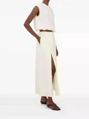 Loulou De Saison Front-slit Pocketed Straight Midi Skirt