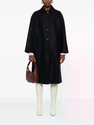 Harris Wharf London Button-front Virgin Wool Coat - Blue