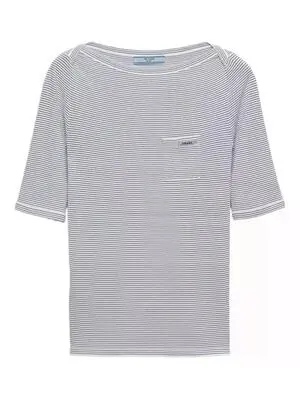 Prada Striped Boat-neck Top