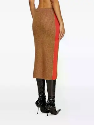 DIESEL® Ribbed Side-stripes Zip-front Midi Skirt