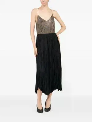 Roberto Cavalli Pleated Midi Skirt - Black