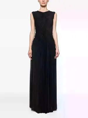 ATU BODY COUTURE Cross-panel Pleated Maxi Dress - Black