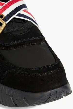Thom Browne Striped Shell And Suede Sneakers
