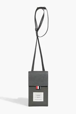 Thom Browne Pebbled Leather Phone Pouch - Gray