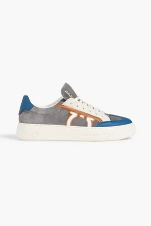 FERRAGAMO Gancini Embroidered Sneakers - Gray
