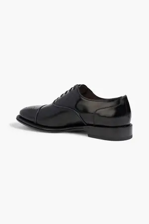 FERRAGAMO Maxime Glossed-leather Derby Shoes
