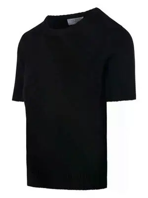 BEYOU Short-sleeve Round-neck Jumper - Black