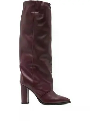 GISEL MOIRE 90mm Pointed Leather Boots