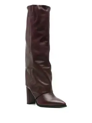 GISEL MOIRE 90mm Pointed Leather Boots