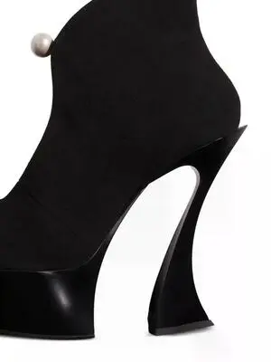 MUGLER Pearl-embellished Sculpted Heel Boots