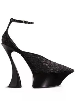 MUGLER Embellished Sculpted Mules - Black