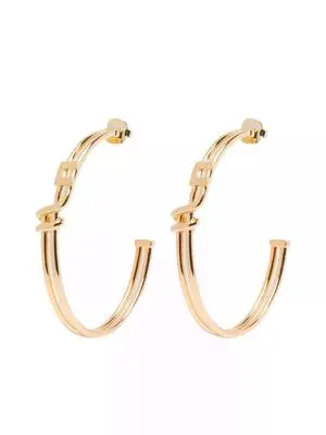 Elisabetta Franchi Logo Hoop Earrings - Gold