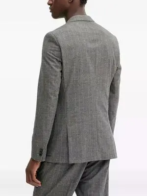 Hugo Checked Single-breasted Blazer - Grey