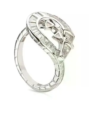 BIBI VAN DER VELDEN 18k White Gold Alligator Twist Diamond Ring - Silver