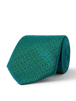 Charvet 8.5cm Silk-Jacquard Neck Tie Green