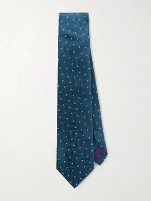 Charvet 8.5cm Embroidered Silk Tie - Green