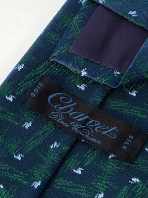 Charvet 8.5cm Embroidered Silk Tie - Green