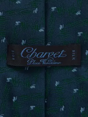 Charvet 8.5cm Embroidered Silk Tie - Green