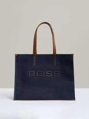 REISS Lola Canvas Logo Tote Bag