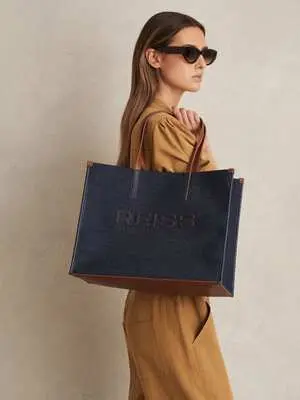 REISS Lola Canvas Logo Tote Bag