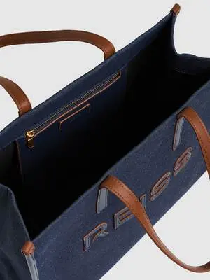 REISS Lola Canvas Logo Tote Bag
