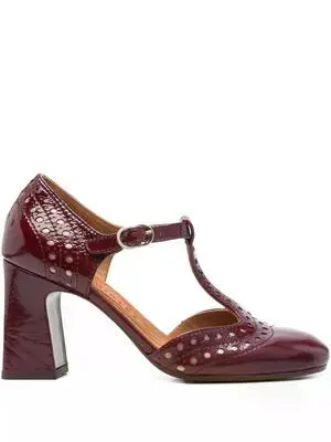 Chie Mihara 85mm Perforated T-bar Heeled Pumps - Red