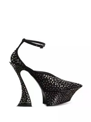 MUGLER Ankle-strap Studded Mules