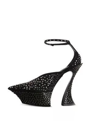 MUGLER Ankle-strap Studded Mules