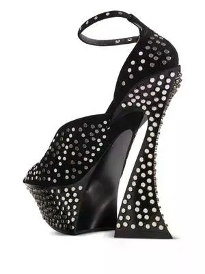 MUGLER Ankle-strap Studded Mules
