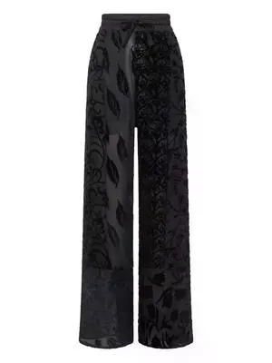 MARINE SERRE Floral-patterned Drawstring Trousers - Black