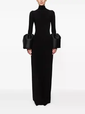 ATU BODY COUTURE Mock-neck Bell-sleeve Midi Dress - Black